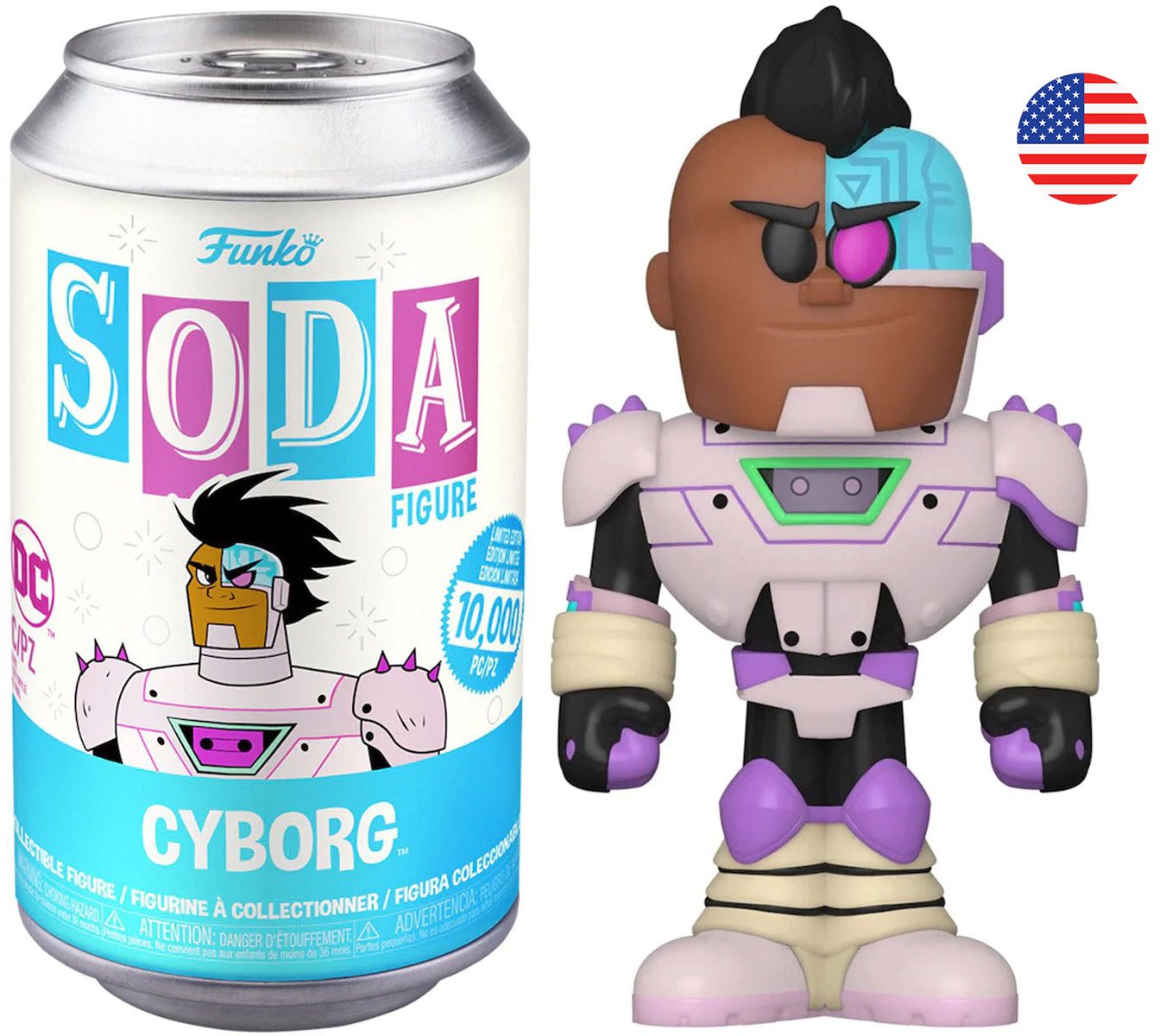 Figurine Soda Teen Titans Go! pas cher : Cyborg (Canette Bleue)