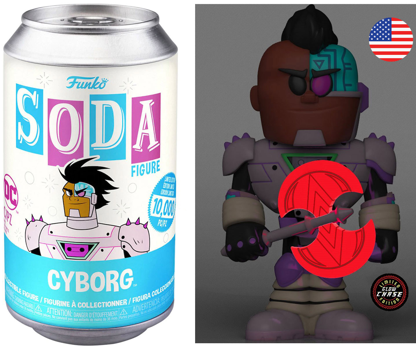 Figurine Soda Teen Titans Go! pas cher : Cyborg (Canette Bleue) [Chase]