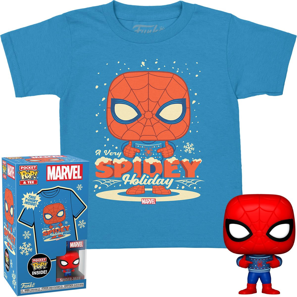 Figurine Pop Marvel Comics pas cher : Spider-Man (Noël) Pocket - T-Shirt