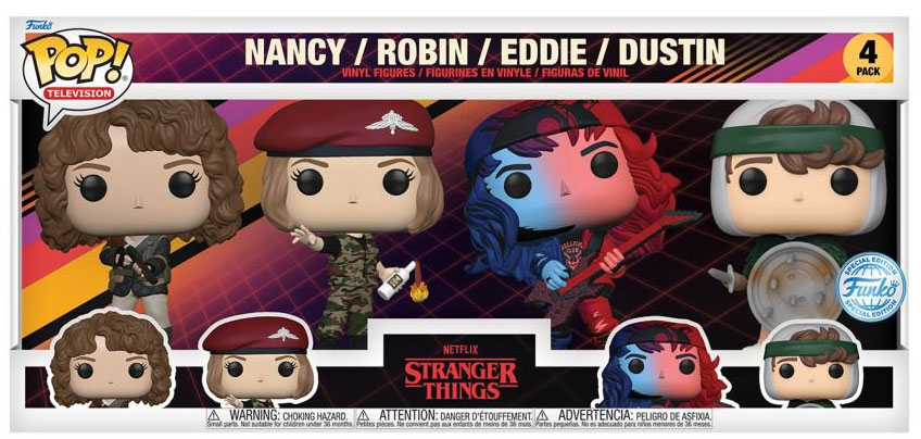Figurine Pop Stranger Things pas cher : Nancy / Robin / Eddie / Dustin ...