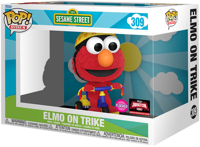 Figurine Pop Sesame Street #309 pas cher : Elmo sur son vélo - Flocked