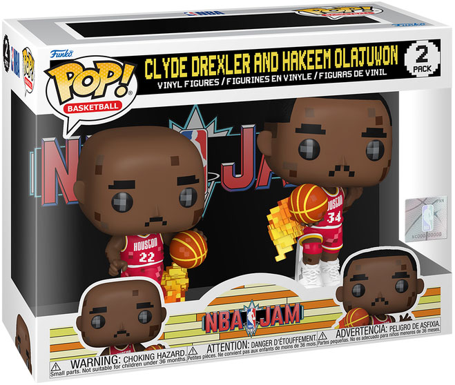 Figurine Pop NBA pas cher : Clyde Drexler & Hakeem Olajuwon (8-bit) - Pack