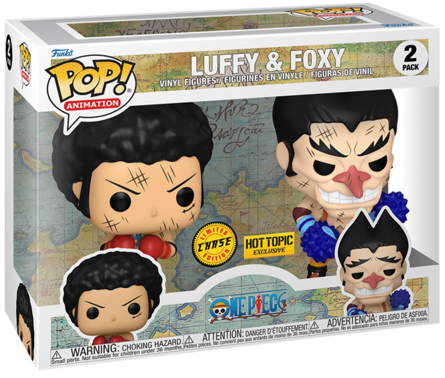 Figurine Pop One Piece pas cher : Luffy & Foxy - Pack [Chase]