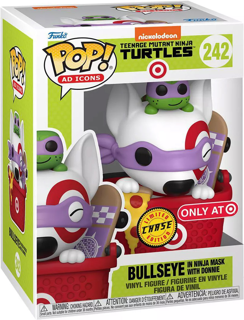 Figurine Pop Icônes de Pub #242 pas cher : Target Bullseye en masque de ninja avec Donnie [Chase]