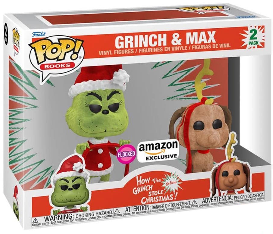 Figurine Pop Le Grinch pas cher : Grinch & Max (Flocked) - Pack
